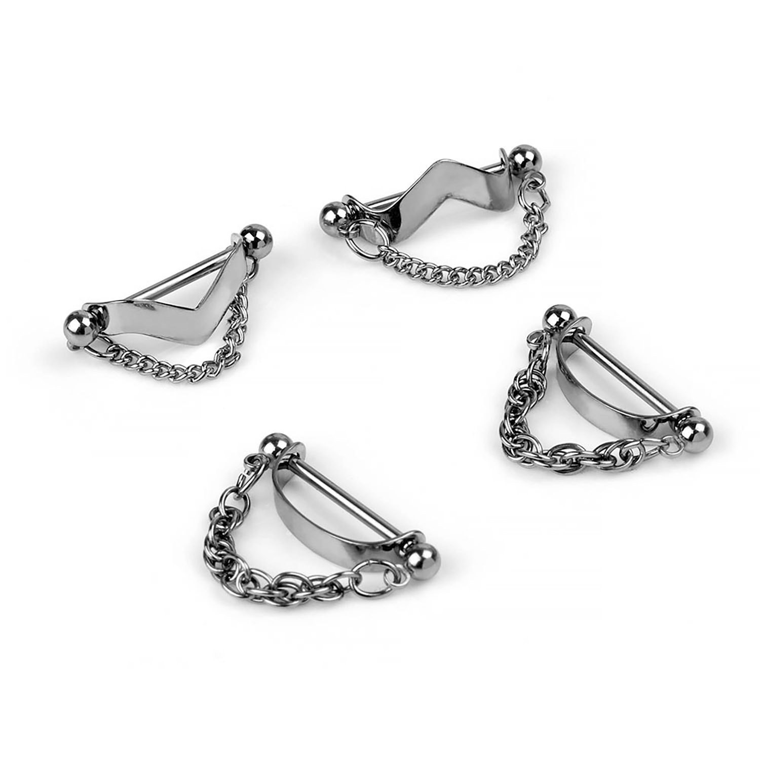 Titanium Threadless Nose Bridge Cuff With Chain