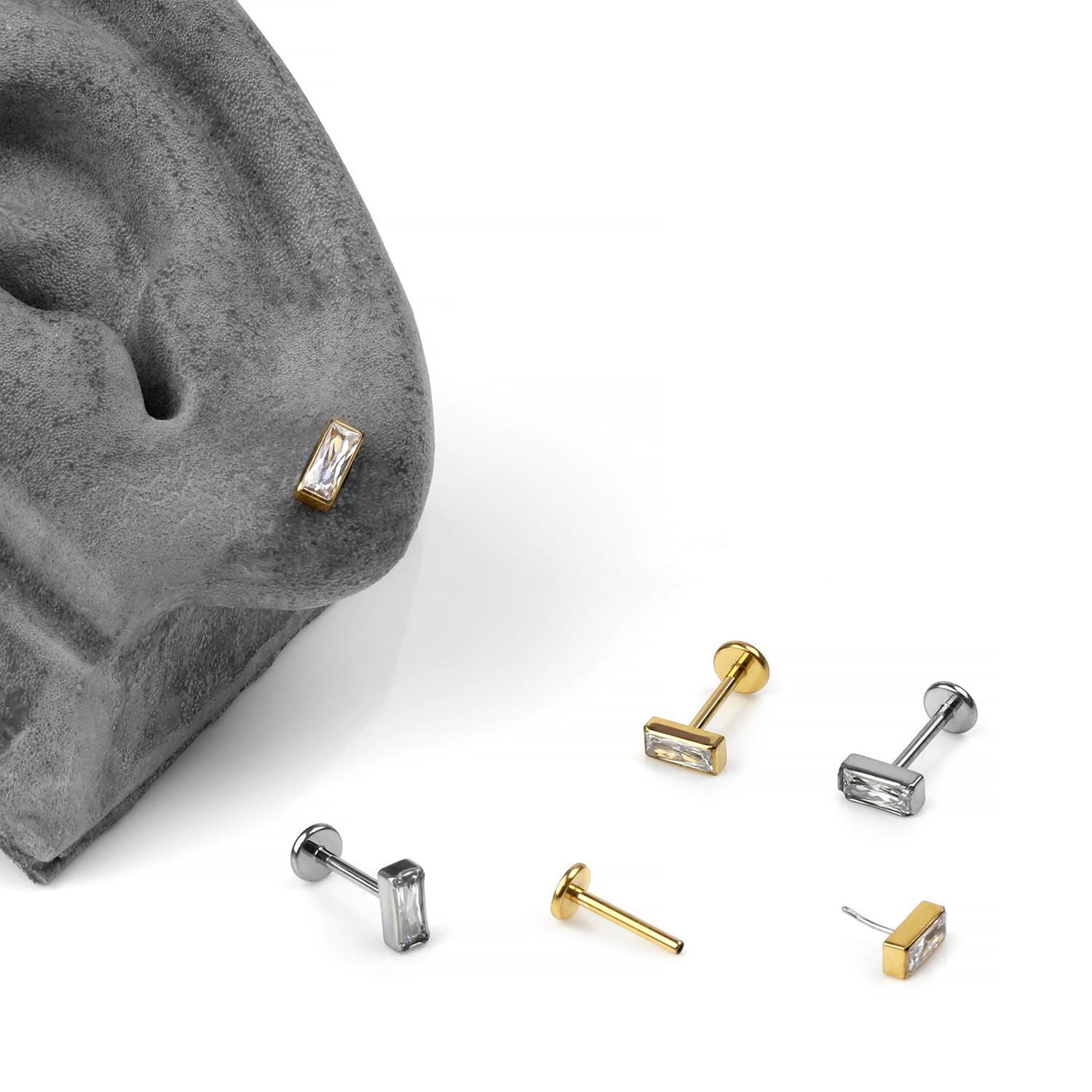 Titanium Gem Flatback Earrings - Perfect For Basic Piercing