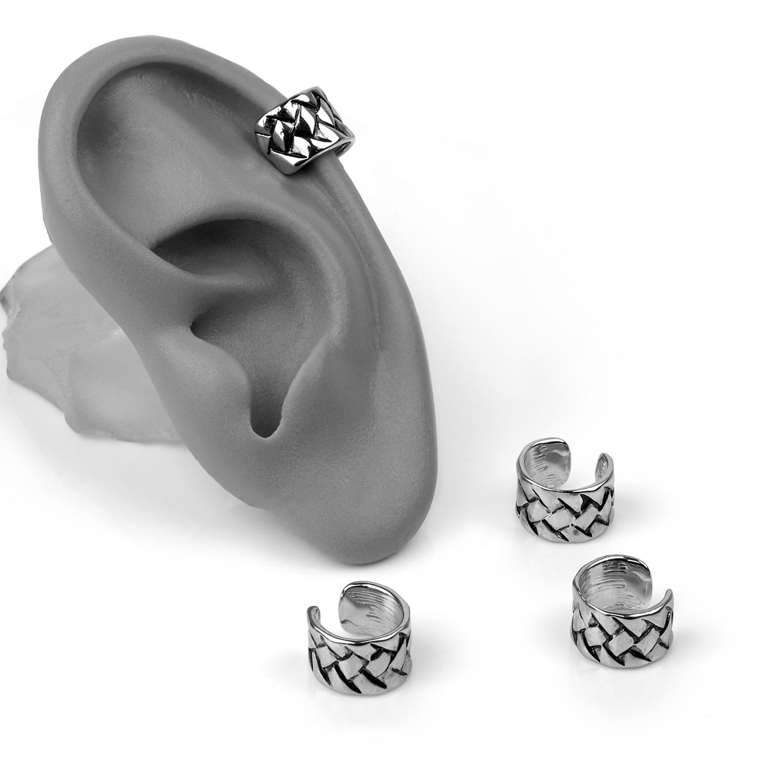 White Brass Braided Ear Cuff